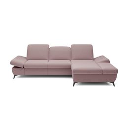 ECKSOFA FELICE R-S Rosa Geflochtener Stoff mit Schlaffunktion
