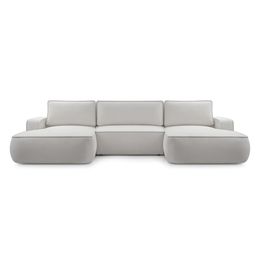WOHNLANDSCHAFT SOLO Grau Boucle-Stoff mit Schlaffunktion