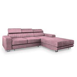 ECKSOFA NOTO R-S Lila Velours-Stoff mit Schlaffunktion