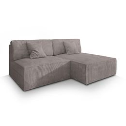 ECKSOFA FIORO P Beige Kordstoff mit Schlaffunktion