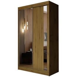 SCHWEBET&Uuml;RENSCHRANK GRAZIA 120/216/61 cm 2-t&uuml;rig mit Spiegel Eiche Artisan