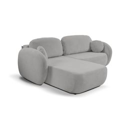 ECKSOFA AMICO L-S Hellgrau Geflochtener Stoff mit Schlaffunktion