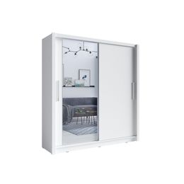 SCHWEBET&Uuml;RENSCHRANK FRISKA 154,4/214,4/62cm 2-t&uuml;rig mit Spiegel Wei&szlig;