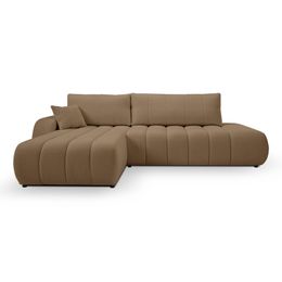 ECKSOFA GIOIA L-S Braun Boucle-Stoff mit Schlaffunktion