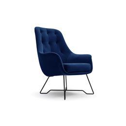 SESSEL SEDUTA, Modern Polstersessel Loungesessel, Velours-Stoff Blau