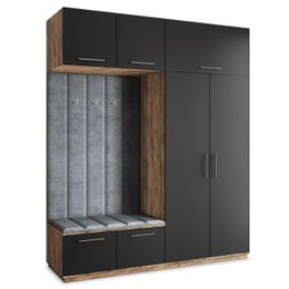 GARDEROBENSCHRANK REMA 200/240/60 cm Modern Garderobe-Set Eiche Lefkas