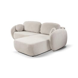 ECKSOFA AMICO R-S Creme Geflochtener Stoff mit Schlaffunktion