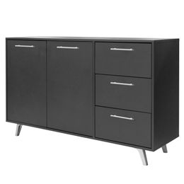 KOMMODE ELISE 140/86/41cm mit 3 Schubladen 2 T&uuml;ren Graphitfarben