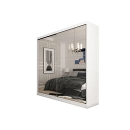 SCHWEBET&Uuml;RENSCHRANK FIORELLA 200/216/61 cm 2-t&uuml;rig mit Spiegel Wei&szlig;