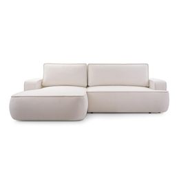 ECKSOFA SOLO Beige Boucle-Stoff mit Schlaffunktion