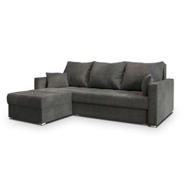 ECKSOFA NIDA Grau Geflochtener Stoff mit Schlaffunktion