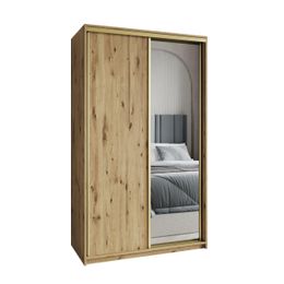 SCHWEBET&Uuml;RENSCHRANK TAVI 120/205/60 cm 2-t&uuml;rig mit Spiegel Eiche Artisan