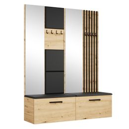 GARDEROBENSCHRANK MODULO 161,2/204/40 cm Modern Garderobe-Set Eiche Artisan