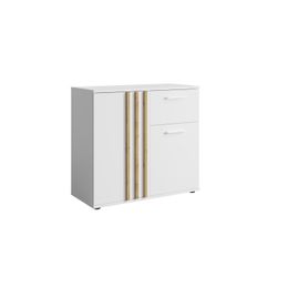 KOMMODE TECTONIC 80/72,7/35cm mit 1 Schubladen 2 T&uuml;ren Wei&szlig;
