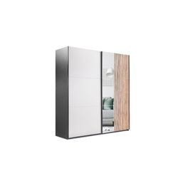 SCHWEBET&Uuml;RENSCHRANK BARD 203/215/65 cm 2-t&uuml;rig mit Spiegel Schwarz