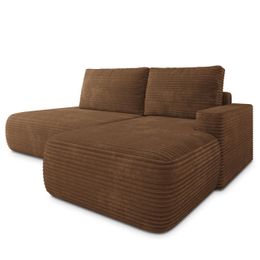ECKSOFA AVINI T R-S Orange Kordstoff mit Schlaffunktion