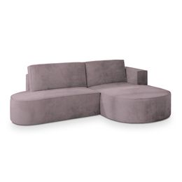 ECKSOFA CORTIO M R-S Lila Velours-Stoff mit Schlaffunktion