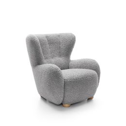 SESSEL MIST, Polstersessel Klassisch Loungesessel, Bucle-Stoff Grau