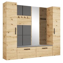 GARDEROBENSCHRANK MODULO 241,2/204/40 cm Modern Garderobe-Set Eiche Artisan