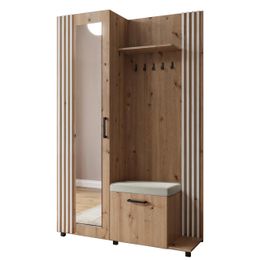 GARDEROBENSCHRANK ARMADIO 137/207/42 cm Modern Garderobe-Set Eiche Artisan