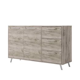 KOMMODE ELISE 140/86/41cm mit 3 Schubladen 2 T&uuml;ren Eichefarben