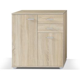 KOMMODE MICHELE 71/75/35 cm mit 2 Schubladen 2 T&uuml;ren Sonoma Eiche