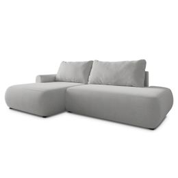 ECKSOFA NUVIRA CL L-S Hellgrau Samtstoff mit Schlaffunktion