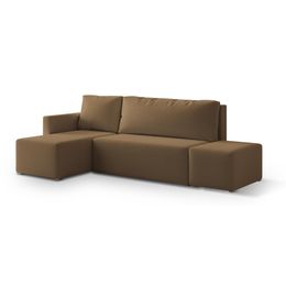 ECKSOFA VELOTTI L-S Orange Boucle-Stoff mit Schlaffunktion