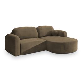 ECKSOFA AMILIA M R-S Beige Velours-Stoff mit Schlaffunktion