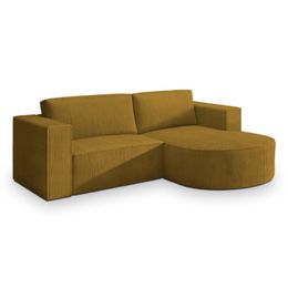 ECKSOFA SORELA P R-S Gelb Kordstoff mit Schlaffunktion