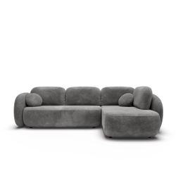ECKSOFA AMICO II R-S Grau Geflochtener Stoff mit Schlaffunktion