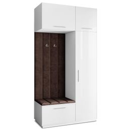 GARDEROBENSCHRANK REMA 120/240/60 cm Modern Garderobe-Set Wei&szlig;