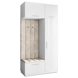 GARDEROBENSCHRANK REMA 120/240/60 cm Modern Wei&szlig;