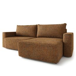 ECKSOFA BELISE BL Braun Chenille mit Schlaffunktion