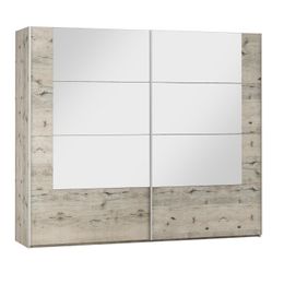 SCHWEBET&Uuml;RENSCHRANK RELL 250/215/65 cm 2-t&uuml;rig mit Spiegel Eichefarben