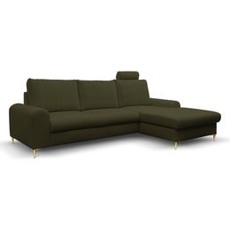 ECKSOFA VERONA R-S Gr&uuml;n Geflochtener Stoff mit Schlaffunktion