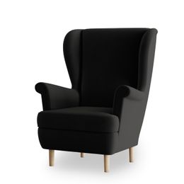 SESSEL LENTIO Ohrensessel Polstersessel, Schwarz