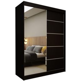 SCHWEBET&Uuml;RENSCHRANK MIRELLA 150/216/61 cm 2-t&uuml;rig mit Spiegel Schwarz