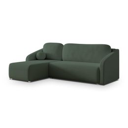 ECKSOFA MARELLO Gr&uuml;n Boucle-Stoff mit Schlaffunktion