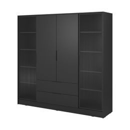 DREHT&Uuml;RENSCHRANK CATERINA 206/200/51 cm 4-t&uuml;rig Schwarz