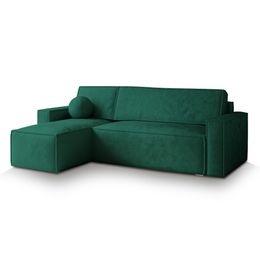 ECKSOFA RAVELO M Gr&uuml;n Velours-Stoff mit Schlaffunktion
