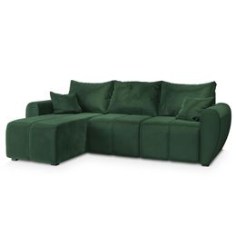 ECKSOFA MADISON Gr&uuml;n Pl&uuml;sch-Stoff mit Schlaffunktion