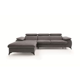 ECKSOFA FIORE Grau Velours-Stoff mit Schlaffunktion