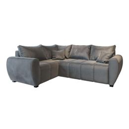ECKSOFA MADISON L L-S Hellgrau Pl&uuml;sch-Stoff mit Schlaffunktion