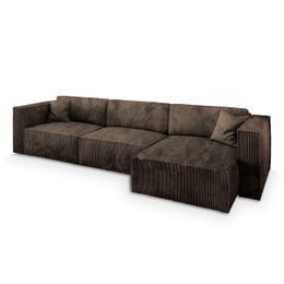 ECKSOFA TOLMO P Braun Kordstoff mit Schlaffunktion
