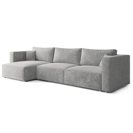 ECKSOFA TOLMO LM Hellgrau Chenille mit Schlaffunktion