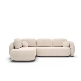 ECKSOFA AMICO II L-S Beige Geflochtener Stoff mit Schlaffunktion