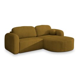 ECKSOFA AMILIA P R-S Gelb Kordstoff mit Schlaffunktion