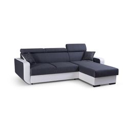 ECKSOFA PALAZZO Grau Geflochtener Stoff mit Schlaffunktion