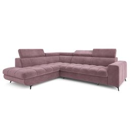 ECKSOFA MORIVA L-S Lila Velours-Stoff mit Schlaffunktion